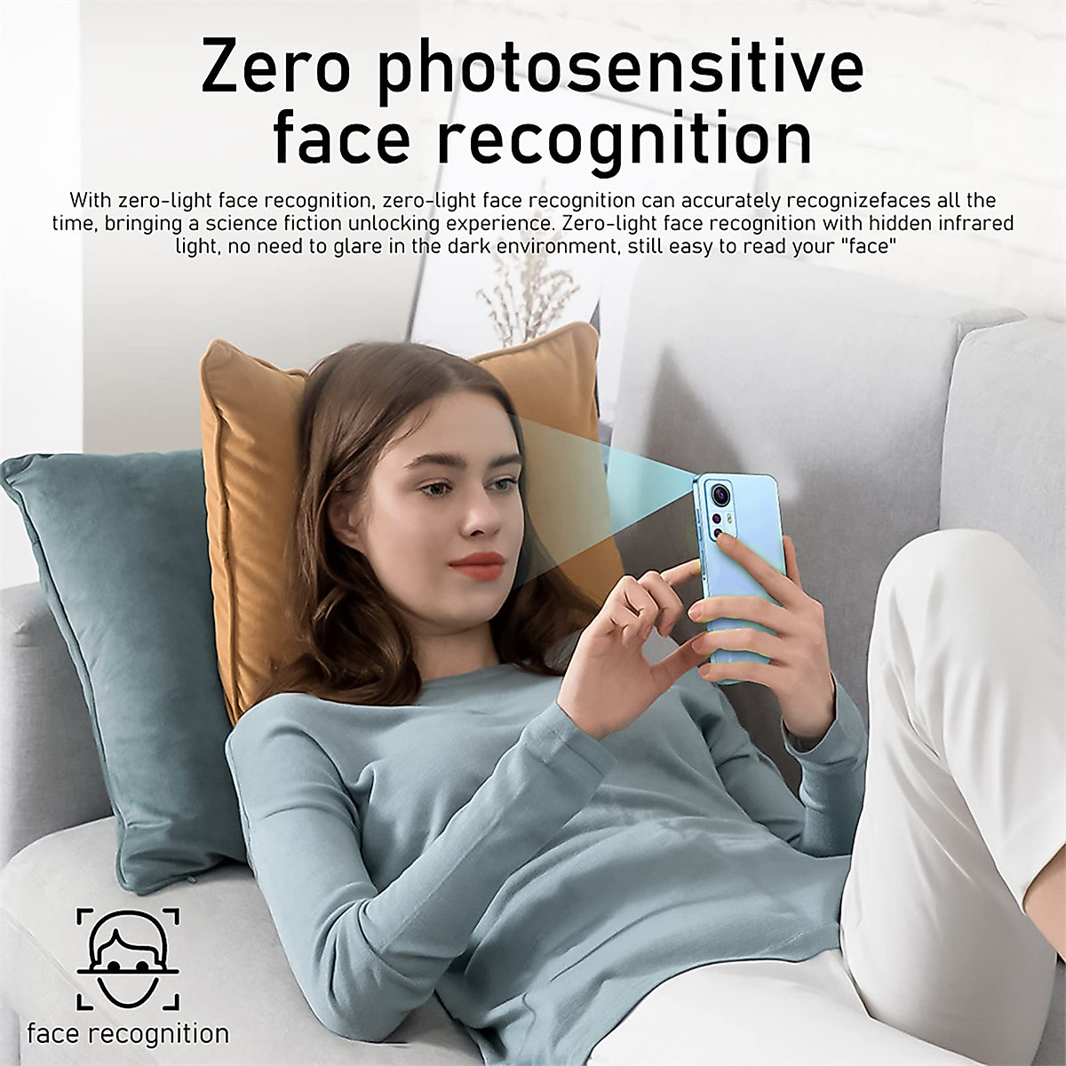 12s Pro Smartphone, MT6582 Quad Core 4GB RAM 32GB ROM Cell Phone Double Card Slot 5G WiFi 1200x1960 Resolution Ultra HD Screen for Office (Blue)