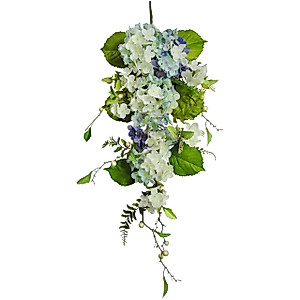 VGIA 36 inches silk hydrangea flowers teardrop garland for wedding party home garden, wedding arch garden wall decoration, home decoration - blue