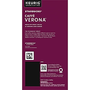 Starbucks Coffee K-Cup Pods, Caffè Verona, Dark Roast Coffee, Notes of Dark Cocoa & Caramelized Sugar, Keurig Genuine K-Cup Pods, 24 CT K-Cups/Box (Pack of 2 Boxes)