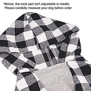 Pet Hoodie Dog Plaid Hoodie Fleece with Hat for Small Medium Dogs- Pet Winter Hoodie Warm Sweater Shirt Clothes Charcoal Gray Plaid Cozy Hooded - Pullover Dogs Hooded Warm Outfit