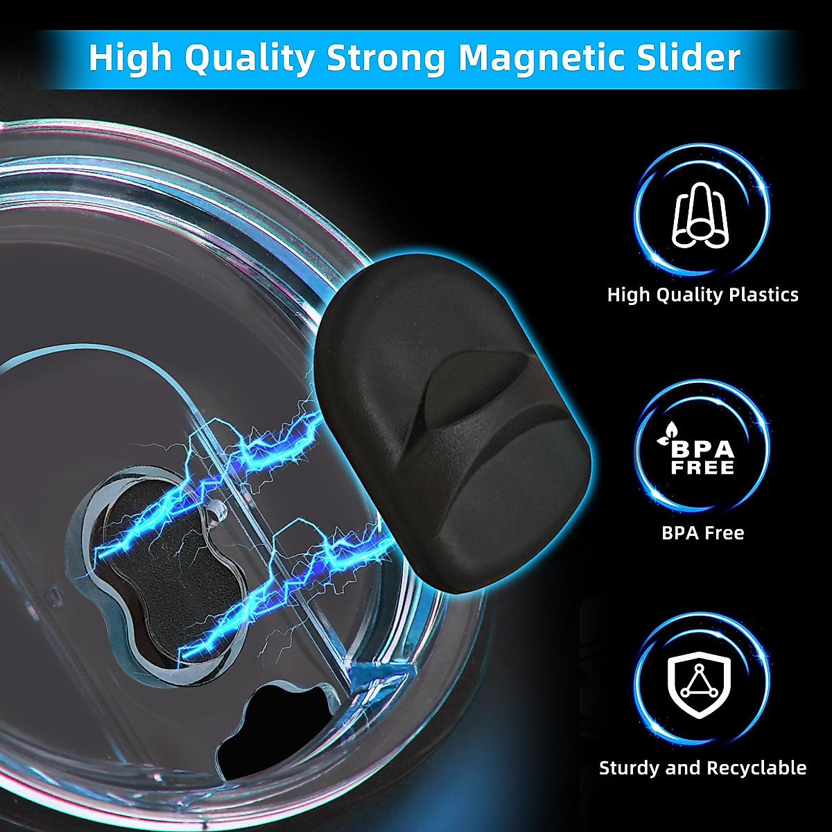 2 Pack Tumbler Lids for YETI, Replacement Lids Compatible with YETI 35/42 oz Tumbler with Handle, 30 oz Travel Mug, 26 oz Straw Cup, 14 oz Mug, BPA Free Cup Lids with Magnetic Slider Switch