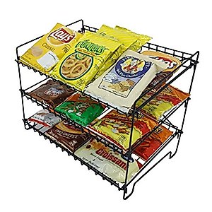 FixtureDisplays® 16" x 12.5" x 10" Wire Rack for Countertop Use with 3 Open Shelves, Black 10085-NPF