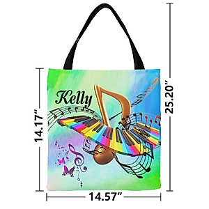 CUXWEOT Personalized Canvas Tote Bag Colorful Music Note Shopping Reusable Grocery Bag Shoulder Bags for Women Girl Gift