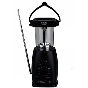 Kaito KA249W Multi-Functional Solar/Wind-up Dynamo and Solar Powered LED Camping Lantern with AM/FM NOAA Weather Radio & Cell Phone Charger, Color Black