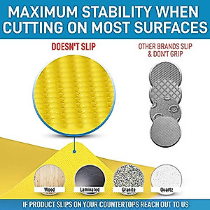 Zulay Extra Thick Flexible Cutting Board Mats for Kitchen - 100% Non Slip Textured Bottom Grip Prevents Slipping on Most Countertops - Color Coordinated Plastic Cutting Boards Set of 3 (Rectangular)