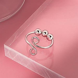 Female Anxiety Relief Ring, The Opening of The Rotary Cylindrical Ring can be Adjusted, and The Rotary Fashionable Men's and Women's Rings. (Adjustable) (Color : A, Size : 0.58inch)