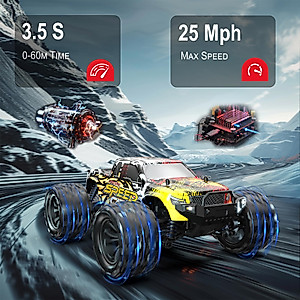 DEERC RC Cars High Speed Remote Control Car for Adults Kids 30+MPH, 1:16 Scales 4WD Off Road RC Monster Truck,Fast 2.4GHz All Terrains Toy Trucks Gifts for Boys,2 Batteries for 40Min Play