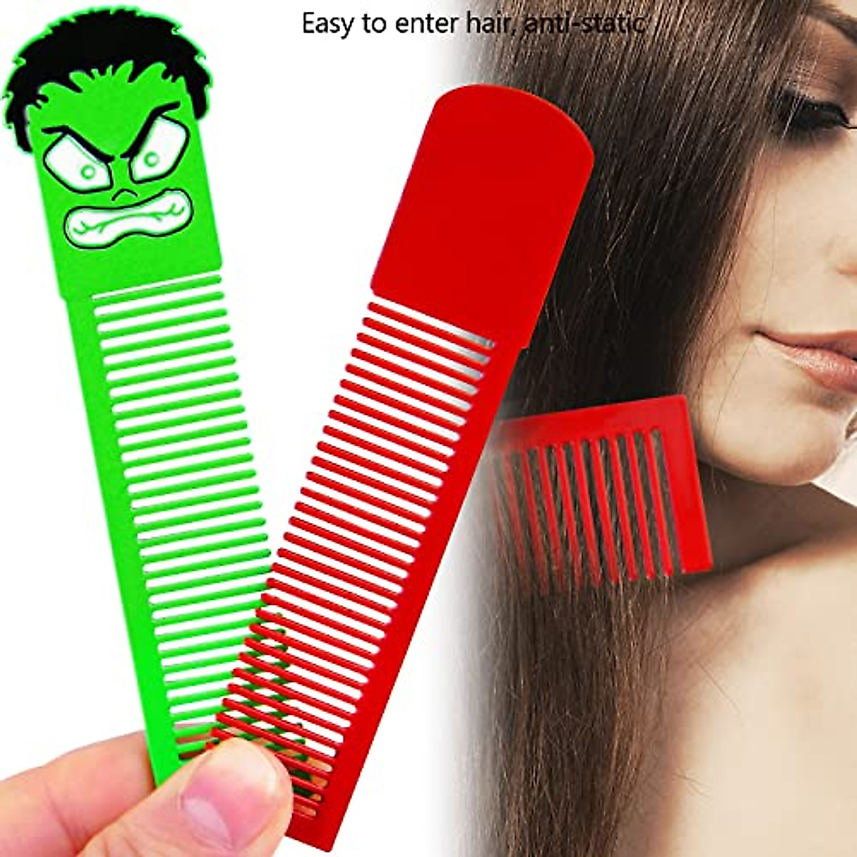 2Pcs Hulk & Iron Man Comb Stainless Steel Metal Comb Dense Tooth Comb Compact Size Comb