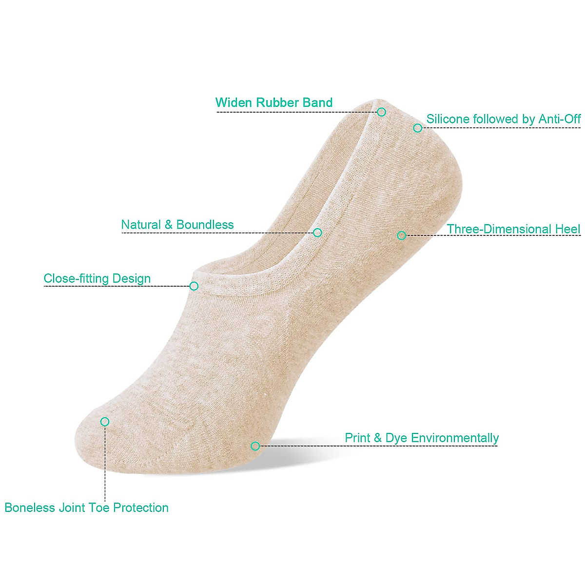 DIBAOLONG Womens No Show Socks Non Slip Flat Boat Line Low Cut Socks 6 Pairs