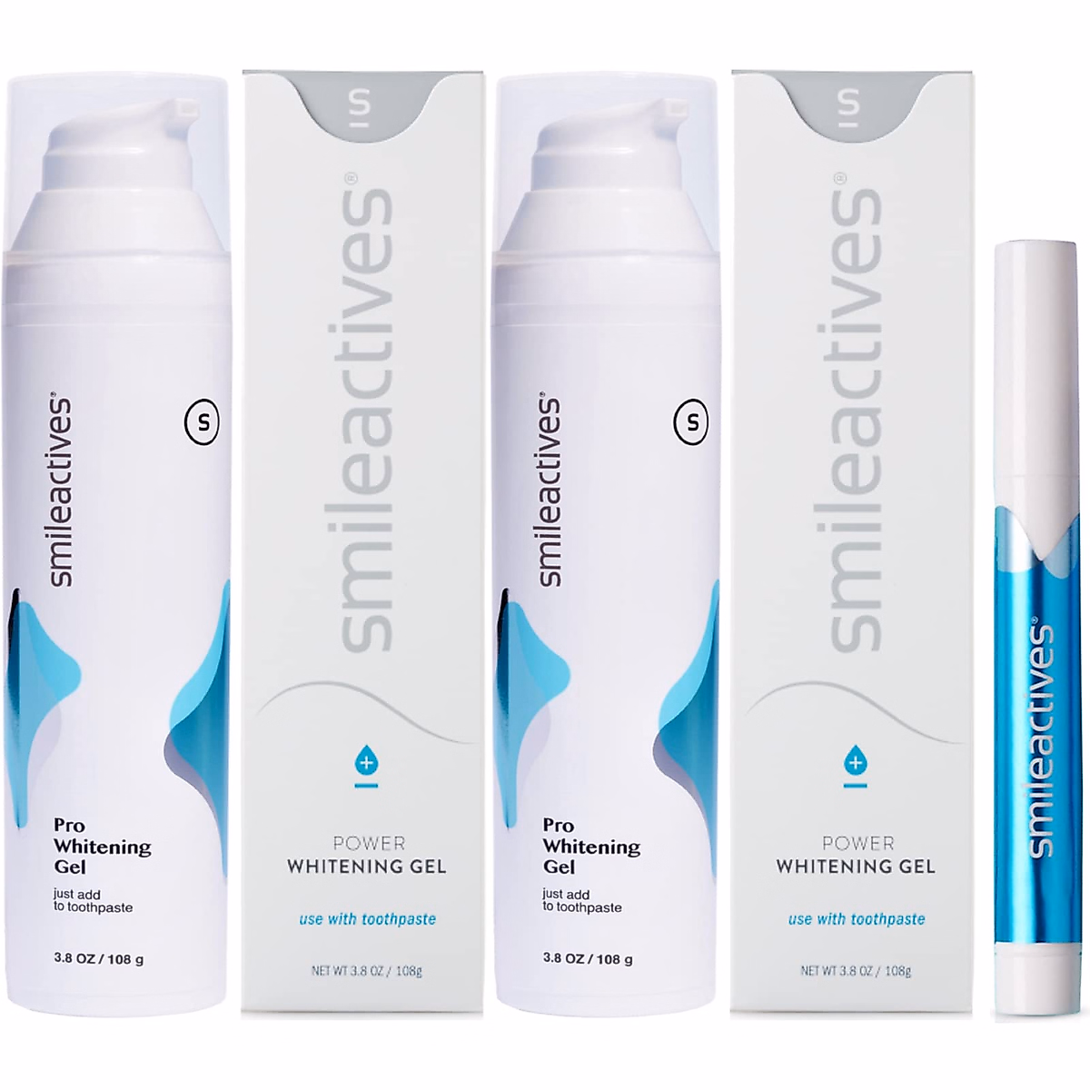 Smileactives His and Hers Teeth Whitening Kit - Large 3.8oz Teeth Whitening Gel for Toothpaste (Pack of 2) + Vanilla Mint Whitening Tooth Paint Pen - for a Bright White Smile in Days!