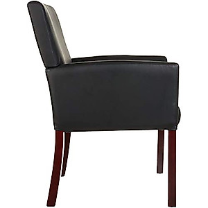 Amazon Basics Classic Reception Office Chair with Mahogany Wood Finish Legs - Black