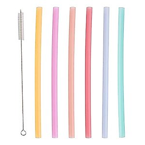 Straws, Silicone Straws Reusable 6pcs Silicone Portable for Home Cofee Shope for Travel Camping