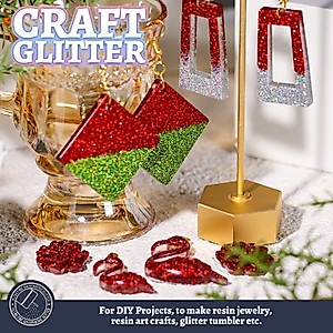 LEOBRO Red Glitter, Glitter, 180g/6.35oz Holographic Ultra Fine Glitter, 1/128" Resin Glitter Powder, Metallic Iridescent Glitter for Resin Tumblers Hair Body, Christmas Glitter for Crafts