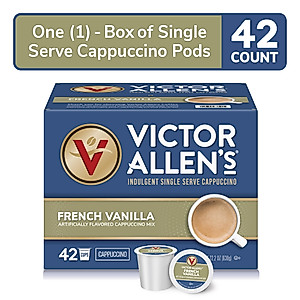 Victor Allen's Coffee French Vanilla Flavored Cappuccino Mix, 42 Count, Single Serve K-Cup Pods for Keurig K-Cup Brewers