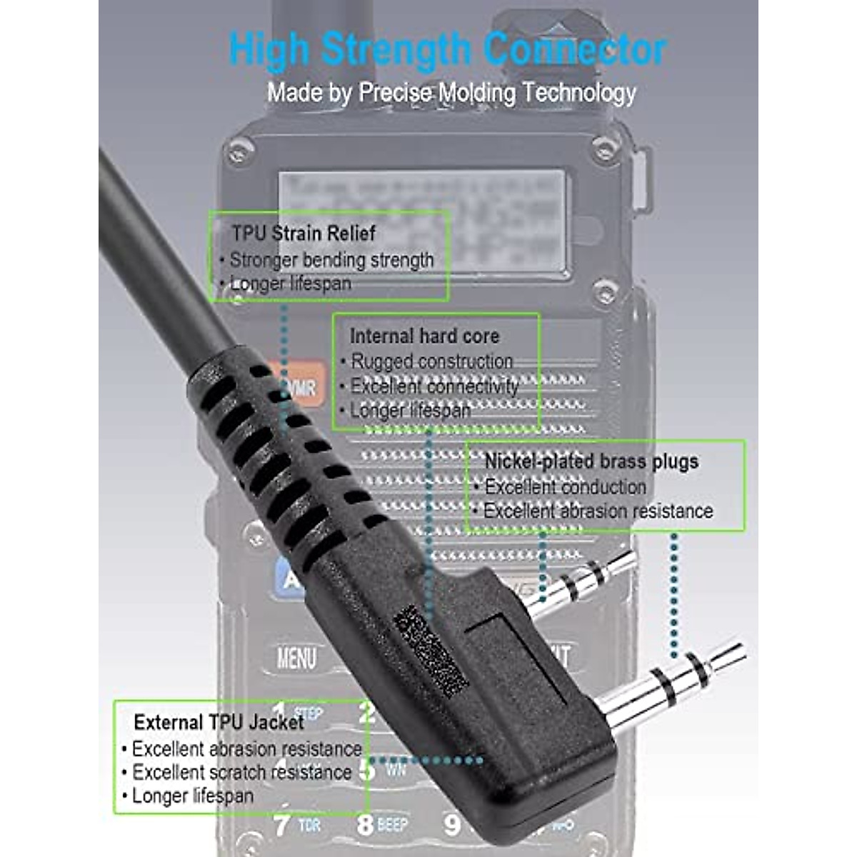 2 Pack Heavy Speaker Mic w/Reinforced Cable for Baofeng Radios BF-F8HP BF-F9 UV-82 UV-82HP UV-82C UV-5R UV-5R5 UV-5RA UV-5RE UV-5X3 V2+ BTECH Retevis Radioddity TYT Kenwood Radios, Shoulder Microphone