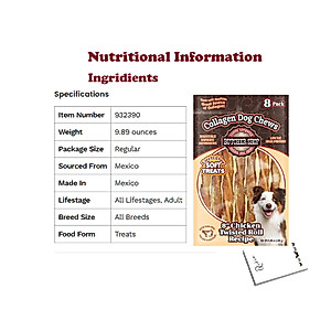 Butcher Shop Dot Treats Variety Pack of - Butcher Shop Collagen 8-in Chicken Twisted Roll Recipe Dog Jerky Treat, 9.88-oz Bag and Butcher Shop 8-in Chicken & Rawhide Rolls Recipe Dog Treat, 10-oz Bag
