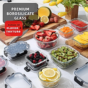 Nestl 24pc (12 Airtight, Freezer Safe Food Storage Containers and 12 Lids), Pantry Kitchen Storage Containers, Glass Meal Prep Container for Lunch, Glass Storage Containers with Lids Black