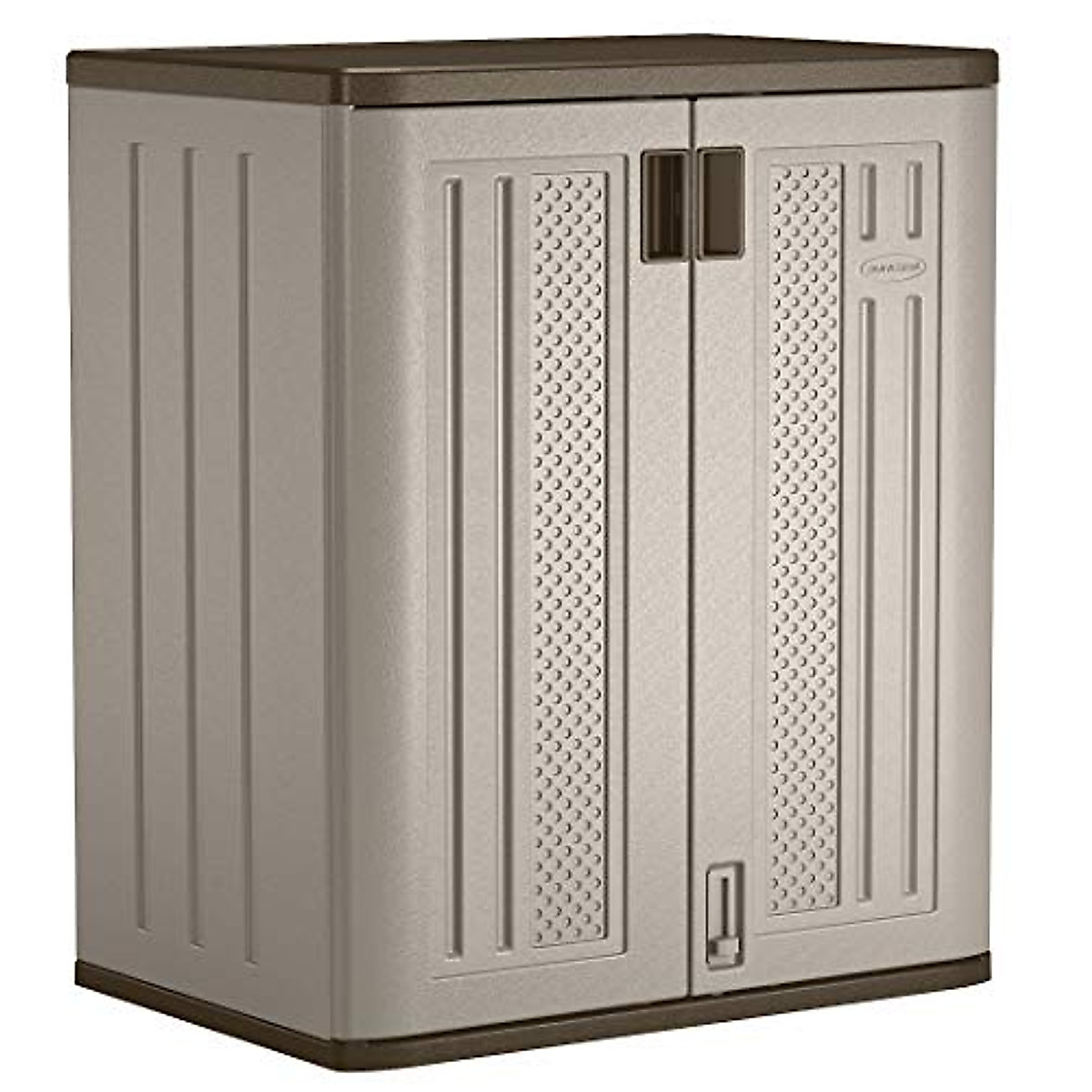 Suncast Base Resin Construction Storage-36 Garage Organizer with Shelving Holds up to 75 lbs. -Platinum Doors & Slate Top Storage Cabinet, Silver