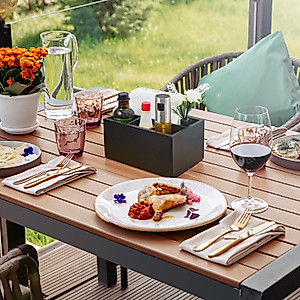 DRASTAR Silverware Caddy, Wooden Utensil Holder, Picnic Cutlery Holder, Black Silverware Holder, Plastic Silverware Caddy for Party, Countertop, Camping