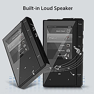 96GB MP3 Player with Bluetooth 5.0, Phinistec Z6 Music Audio Player with Speaker, Metal Body & Glass Back, FM Radio, Voice Recorder, E-Book, Support Micro SD Card up to 256GB