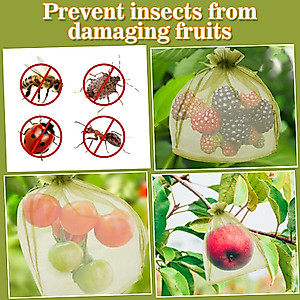 Sukh 50PCS Fruit Protection Bags - 6"x8" Fruit Cover for Fruit Tree Netting Fruit Nets to Protect Fruit Mesh Fruit Bags Organza Bags Green Net Bags for Fruits & Vegetables Reusable