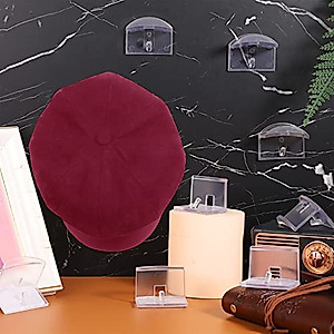 BESARME 12 Pack Hat Hangers for Wall, Minimalist Hat Rack Design, Strong Hat Hooks for Wall Hat Holder Adhesive Hat Organizer for Baseball Caps, No Drilling, Stocking Stuffers Gift for Men(Clear)