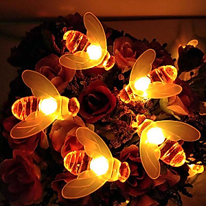 Amants01 Solar Honeybee String Lights, 50 LEDs Solar Powered Bee String Lights Outdoor Honeybee Fairy String Lights for Home,Gardens,Park,Patios Decoration.