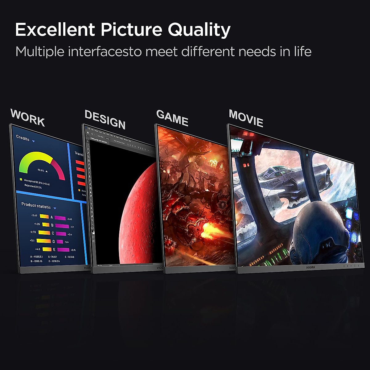 KOORUI Computer Monitor 27 Inch 100Hz FHD Gaming Monitor with Built-in 2 Speakers, FreeSync, Frameless, Tilt/VESA for Office and Game, 4ms Response, HDMI, VGA, Black (N01)