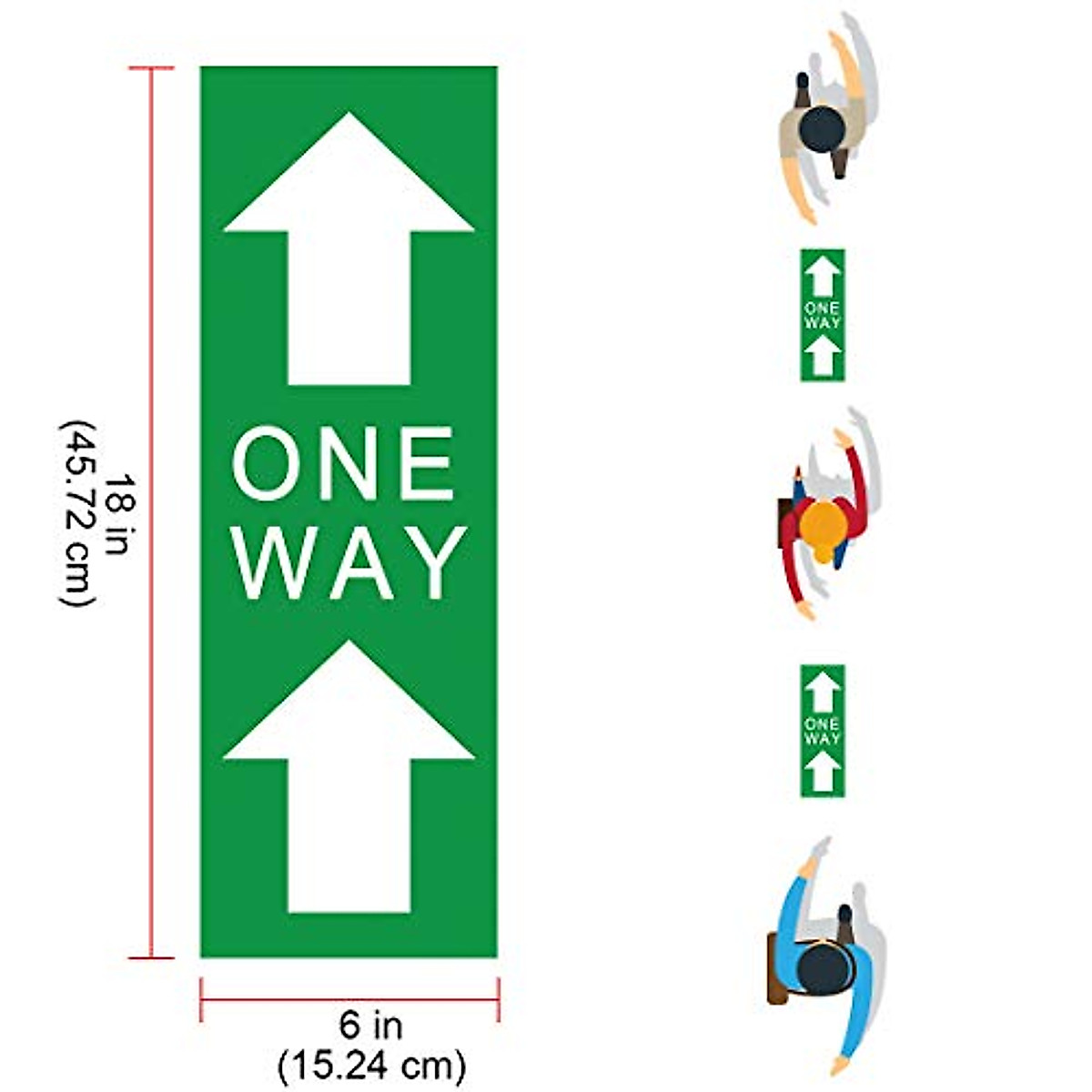 IDJWVU 15Pcs 6" x 18" One Way Directional Arrows Floor Stickers Social Distance Floor Stickers Decal Waterproof PVC Vinyl Safety Distance Floor Sign Markers Commercial Material (Green Background)