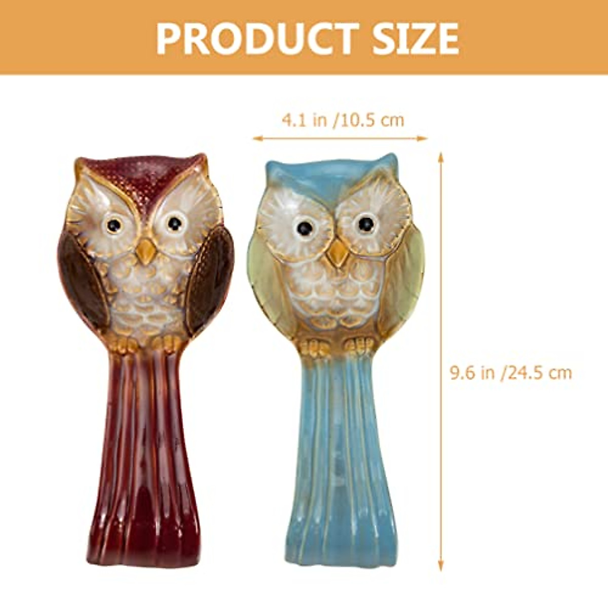 Zerodeko 2pcs Owl Spoon Rest Cooking Spoon Rest Coffee Spoon Holder for Coffee Bar Ceramic Spoon Rack Sauce Plate House Accessories for -cream Spoon Desktop Stove Ceramics