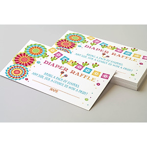 Your Main Event Prints Fiesta Mexican Baby Shower Diaper Raffle Card, Diaper Raffle Ticket, 50 Count