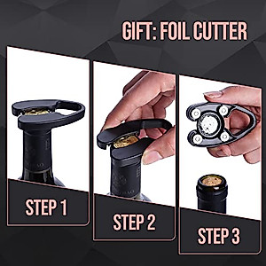 Drincarier Wine Opener, Zinc Alloy Premium Wing Corkscrew Wine Bottle Opener with Multifunctional Bottles Opener, Upgrade (Rose Gold Opener With Foil Cutter)……