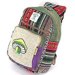 HIMALAYA HANDMADE Hemp Sling Backpack Hippie Backpack Festival Backpack Hiking Backpack 100% Hemp| Crossbody Bag FAIR TRADE Handmade with Love., Green