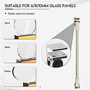 40cm / 15.7" Stainless Steel Frameless Shower Door Fixed Panel Wall-to-Glass Support Bar for 1/4" to 3/8" Thick Glass by M-Home (400mm, Chrome)