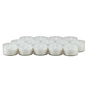 Stonebriar 48 Pack Unscented 6 to 7 Hour Extended Burn Time Clear Cup Tea Light Candles, White, 48 Count