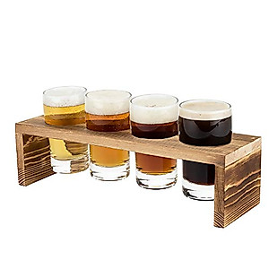 True Beer Flight Set, Tasting Glasses, Wooden Flight Board, Beer Tasting Set, 5oz, Set of 4