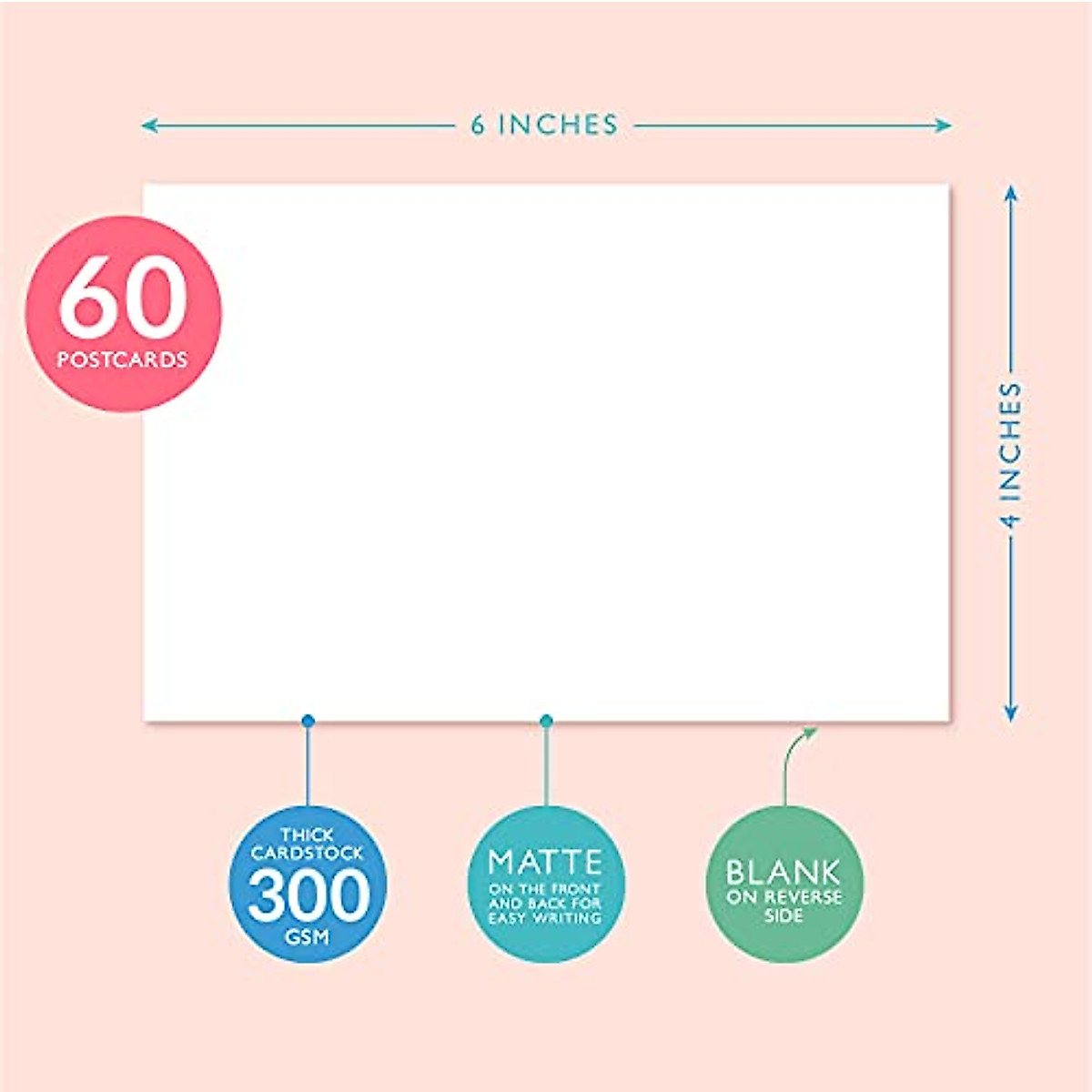 Sweetzer & Orange 300gsm 4x6” Postcard Paper Cardstock (Both Sides Blank) For Art or Blank Postcards for Mailing. Set of 60 White Blank Post Cards, Printable Postcards Set. Bulk Post Card Pack.