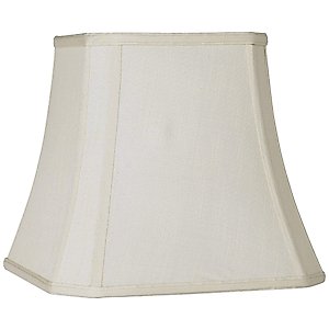 Creme Small Square Cut Corner Lamp Shade 8" Top x 12" Bottom x 11" Slant x 10.5" High (Spider) Replacement with Harp and Finial - Imperial Shade