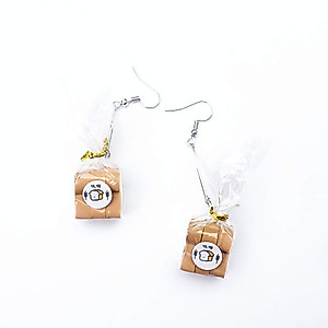 Mountainer Creative Handmade Mini Simulation Food Toast Dangle Earrings for Women Cute Bread Drop Earrings Funny Jewelry Gift