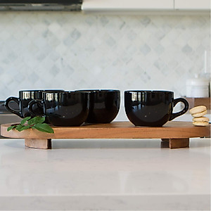 Serami Oversized Ceramic Coffee Mug with Handle - Large 22 oz Coffee Cup, Perfect for Latte, Cappuccino, Soup, Cereal - Ideal for Everyday Use - Ceramic Bowl Set, Large Coffee Mug Set (Black 4 Pack)