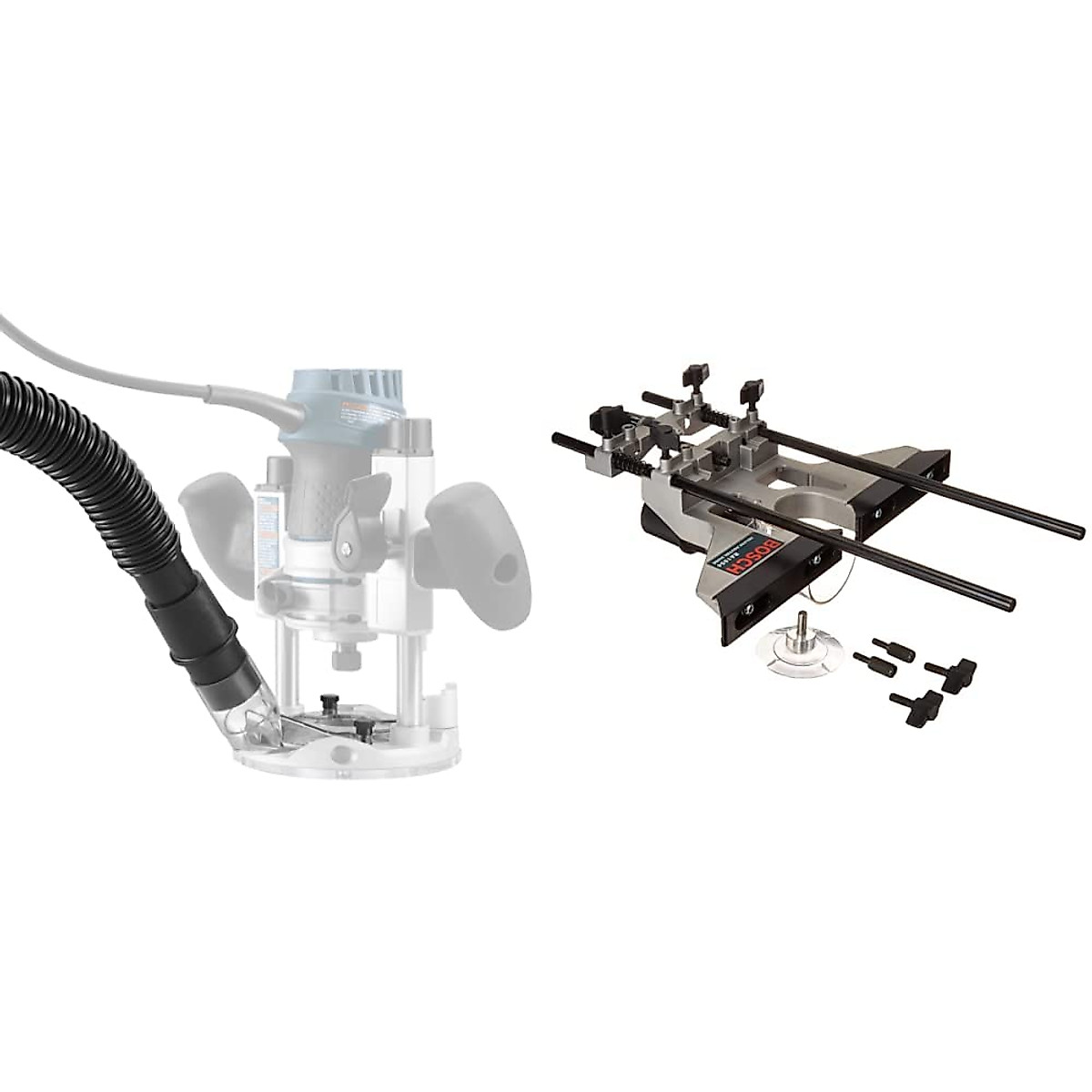 BOSCH PR012 Dust Collection Kit For PR011 Plunge Base&BOSCH RA1054 Deluxe Router Edge Guide with Dust Extraction Hood & Vacuum Hose Adapter, Black