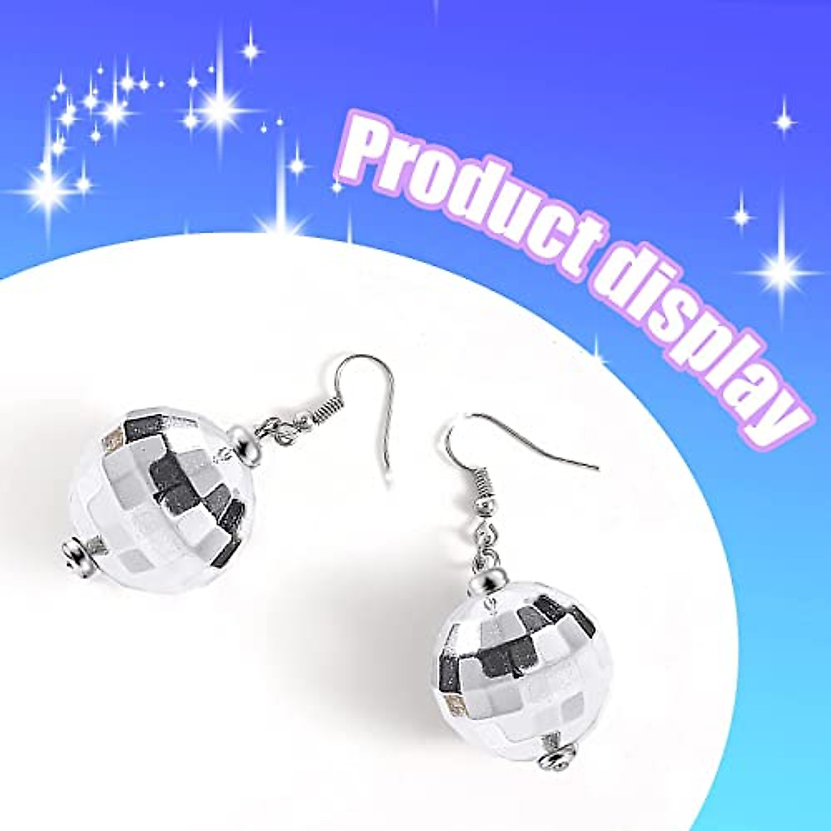 Disco Ball Earrings for Women Disco Earrings for Women Silver Mirrorball Earrings 70s Earrings Easy Match Disco Outfits Women Disco Accessories 70's Halloween Earrings for Women's Costume Accessories