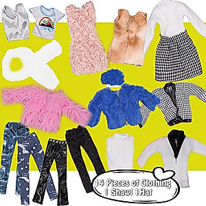 ZTWEDEN Doll Winter Coat Jacket Clothes and Accessories for 30cm Girl Doll with Doll Shoes Winter Tops Coat Jacket Jeans Dress Skirt T-Shirt Hat Hangers Necklaces Handbags for Girls Xmas Gift