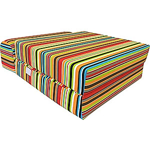 D&D Futon Furniture Multi Colors Stripes Sleeper Chair Folding Foam Bed Sized 70 x 32 x 6, Studio Guest Foldable Chair Beds, Foam Sofa, Couch, High Density Foam 1.8 Pounds.