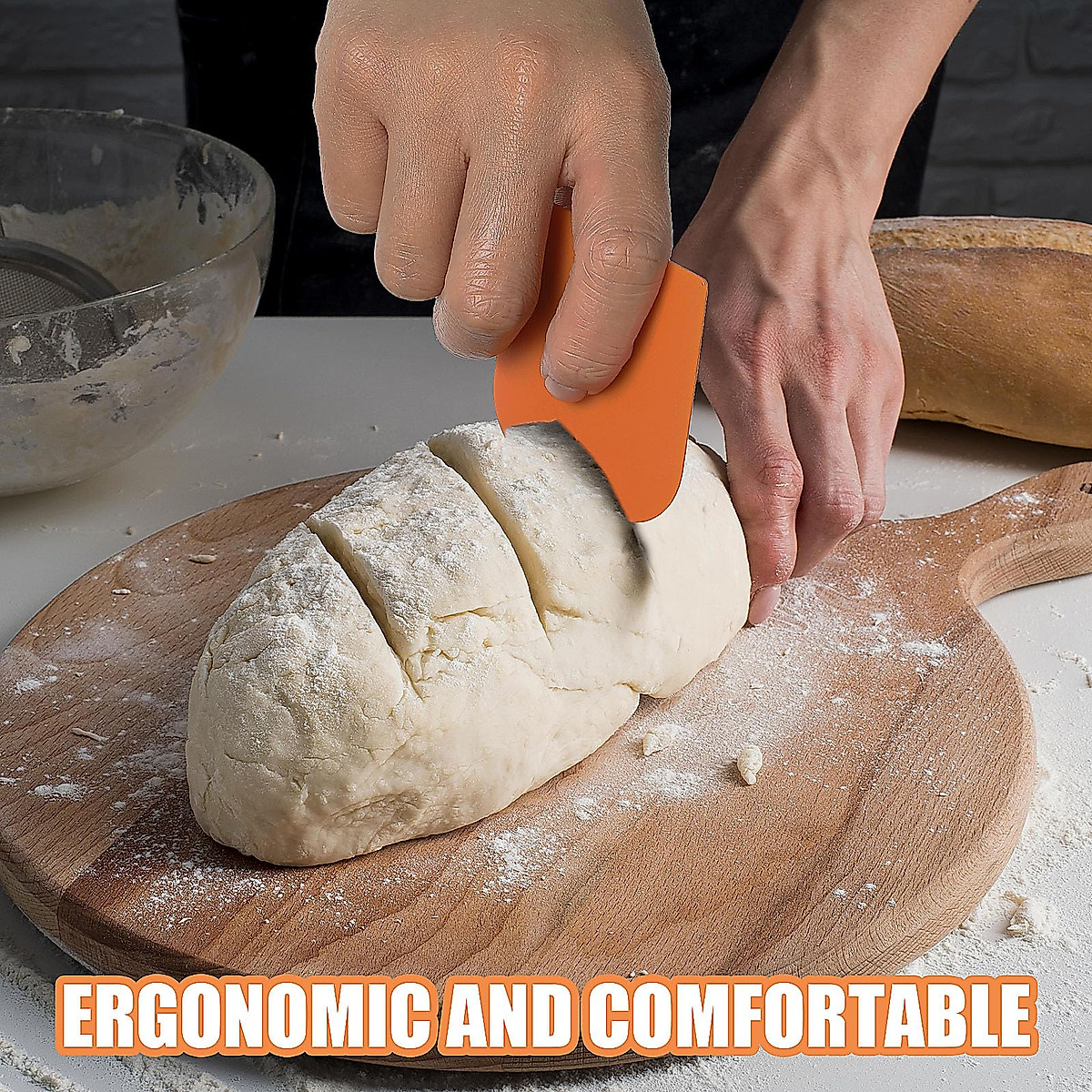 Pan Scraper, 9Pcs Dish Scraper Tool Set, Pot Food Scraper Non Scratch for Cast Iron, Cast Iron Cleaner Scraper Iron Skillet Scraper Scrubber for Cleaning, Grease,Kitchen Scrapper,Dishes, Pans (Orange)