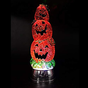 Eldnacele Halloween Pumpkin Light Snow Globe Lighted Lamp with 6H Timer, Battery Operated Spinning Water Glittering Swirling Tornado Lights Tabletop Halloween Decoration Celebration Parties