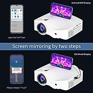 WiFi Projector 2022 Upgraded 5G Portable Projector with 6000 Lux and FHD 1080P Support, Movie Projector Compatible with iOS/Android Phone/Tablet/Laptop/PC/TV Stick/Box/USB Drive/DVD/Game Console GP19