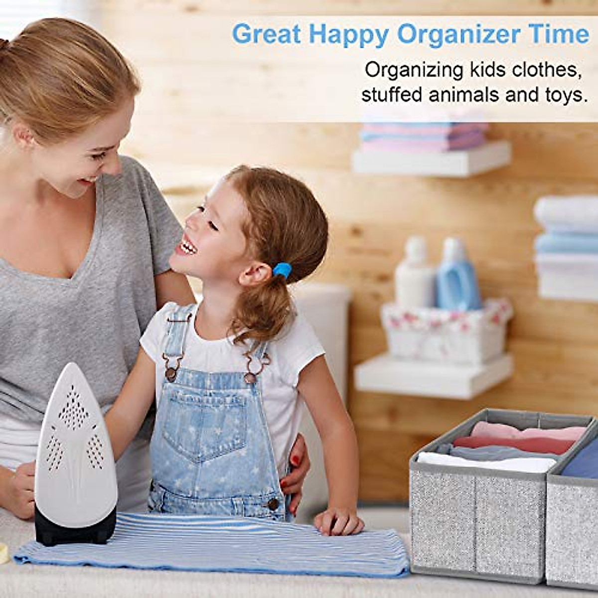 Hinotori Drawer Organizer Bins 4 Pack– Storage Basket Drawer Dividers for Clothes,Underwear, Socks – Cloth Container Cube Bins for Home Organization, Closet, Shelves, Dresser