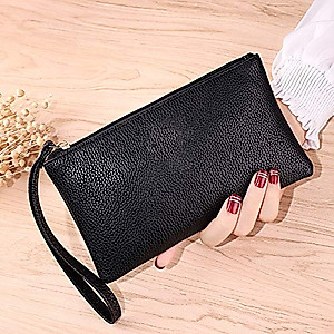 RBKLO Clutch Wristlet Women's,Crossbody Clutch Wallet Purse Wristlet,Leather Wristlet Clutch Wallet,Multi Card Organizer Wallet Purse(Black)