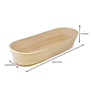 15 inch Baguette Banneton Proofing basket set of 2 - Bread Basket Proofing Bowls for Baguette Fermentation Bread Dough Sour with Beautiful Pattern and Shape